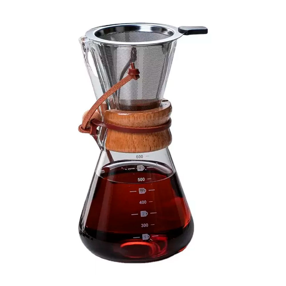Cafetera de Vidrio Borosilicato Clásica con Filtro de Acero Inoxidable ...